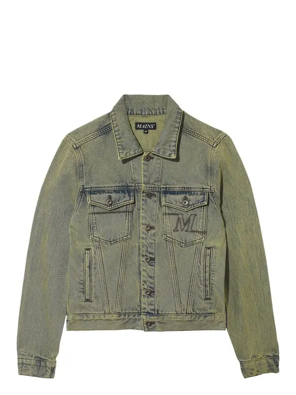 MAINS Washed Denim Jacket - Green