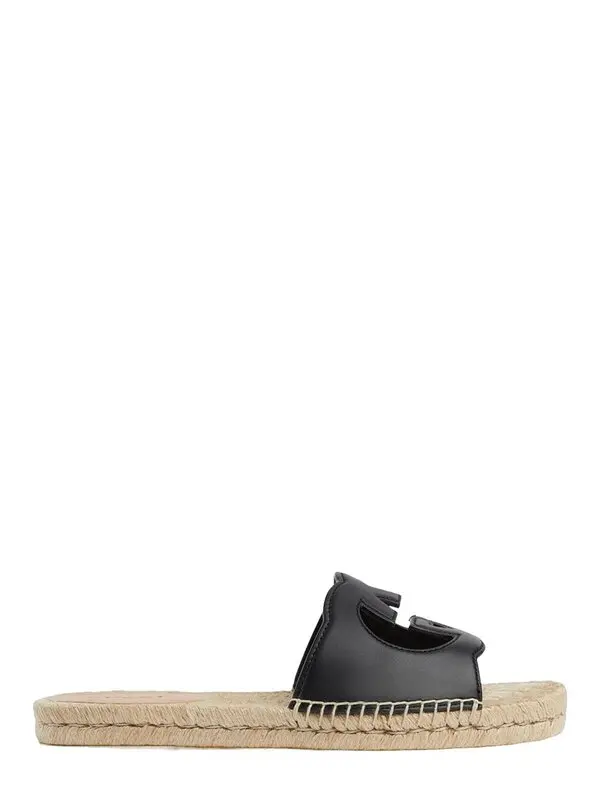 Gucci Interlocking G Cut-out Espadrille Sandal - Black