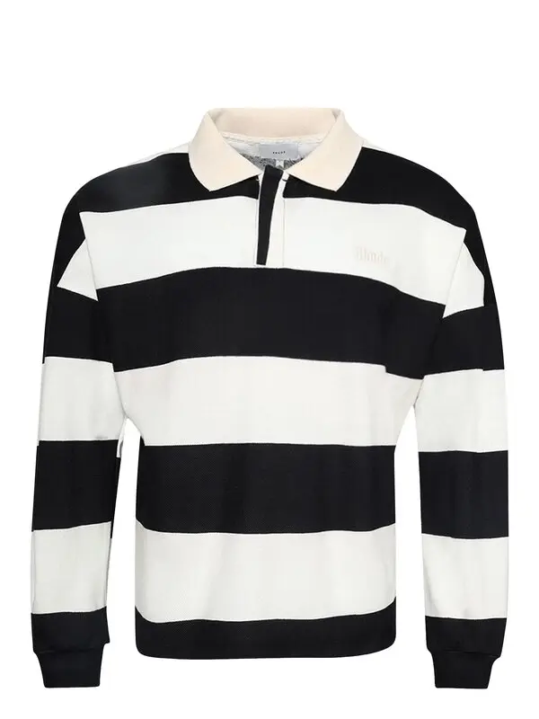 Rhude Striped Pique Polo - White