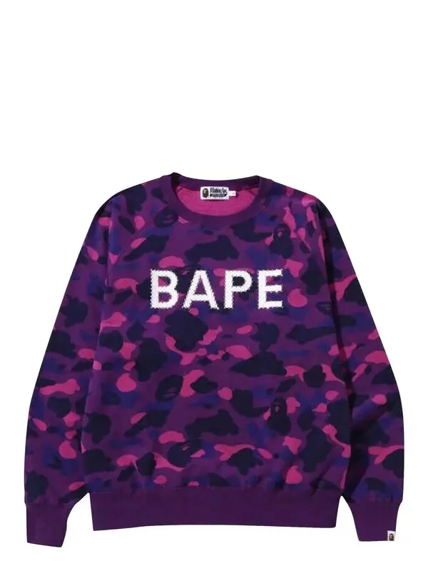 A BATHING APE Embroidered Loose Fit Crewneck - Purple