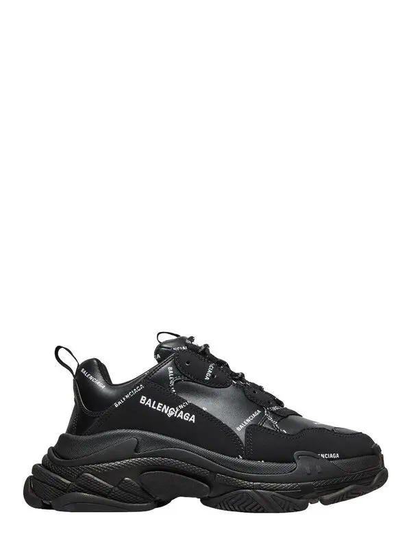 Balenciaga Triple S Allover Logo Sneakers - Black