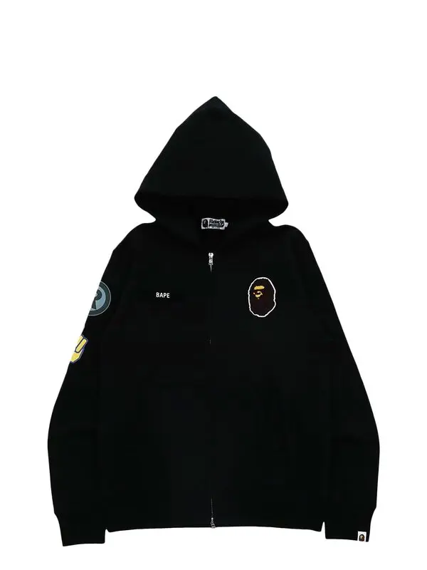 BAPE Military Patch Zip Up Hoodie - Black