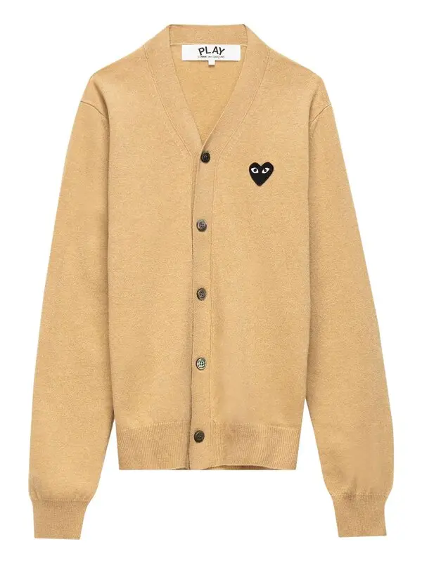 Play Comme Des Garcon V-neck Cardigan - Tan