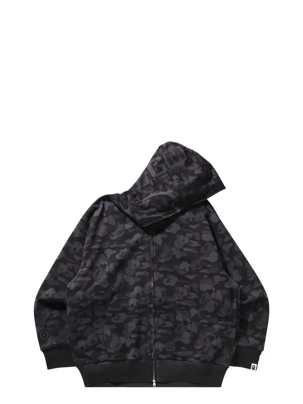 A BATHING APE Camo Print Relaxed Fit Shark Full Zip Hoodie - Black