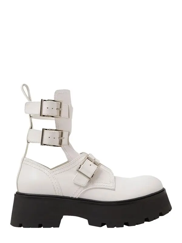 Alexander McQueen Buckle Fastening Ankle Boots - White