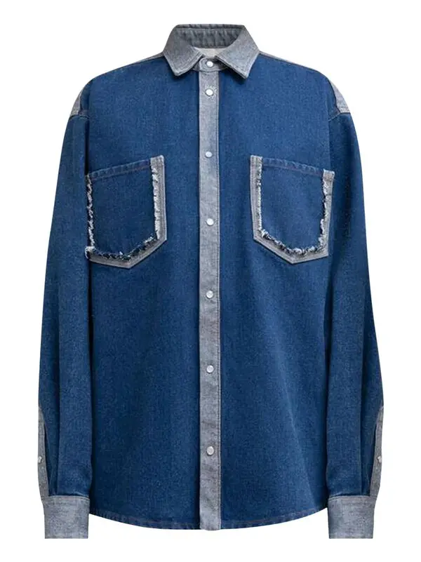 Marni Bleached Coated Denim Shirt - Blue