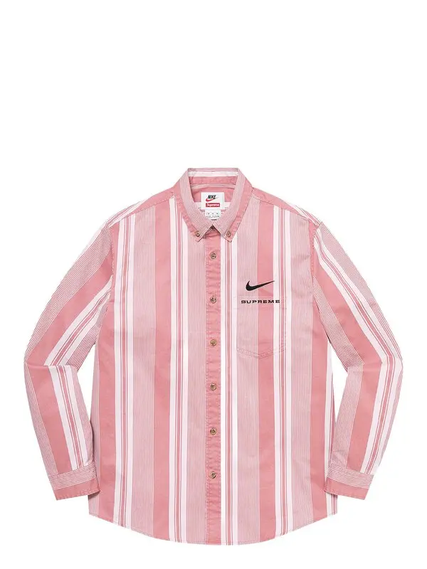 Supreme X Nike Cotton Twill Striped Shirt - Pink