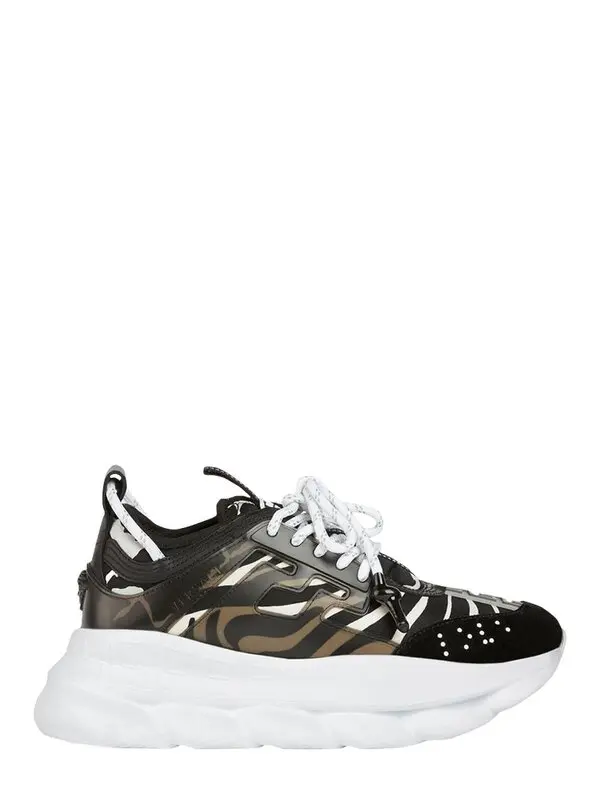 Versace Chain Reaction Zebra Sneakers - Black