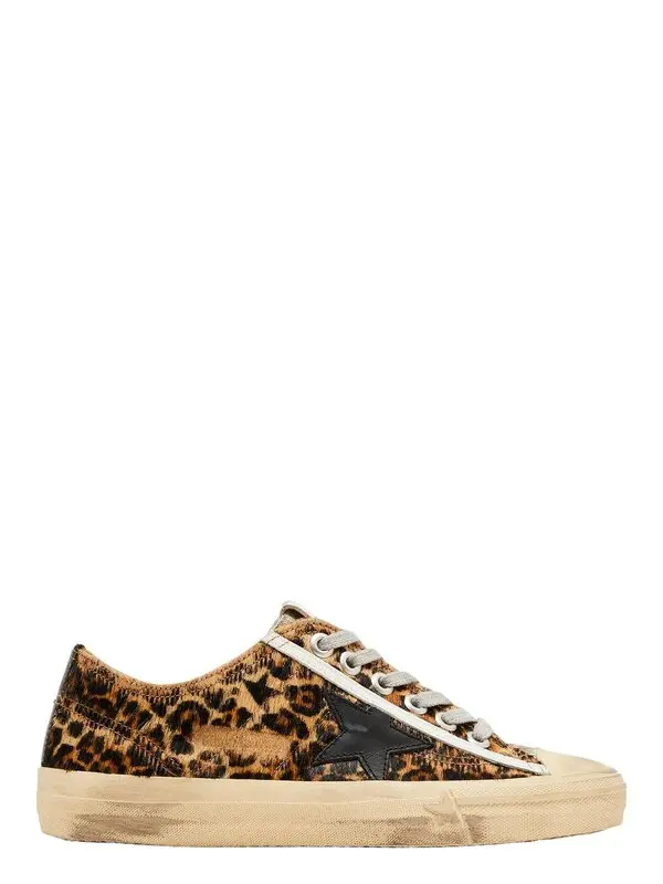 GOLDEN GOOSE V-star Leopard Print Sneakers - Brown