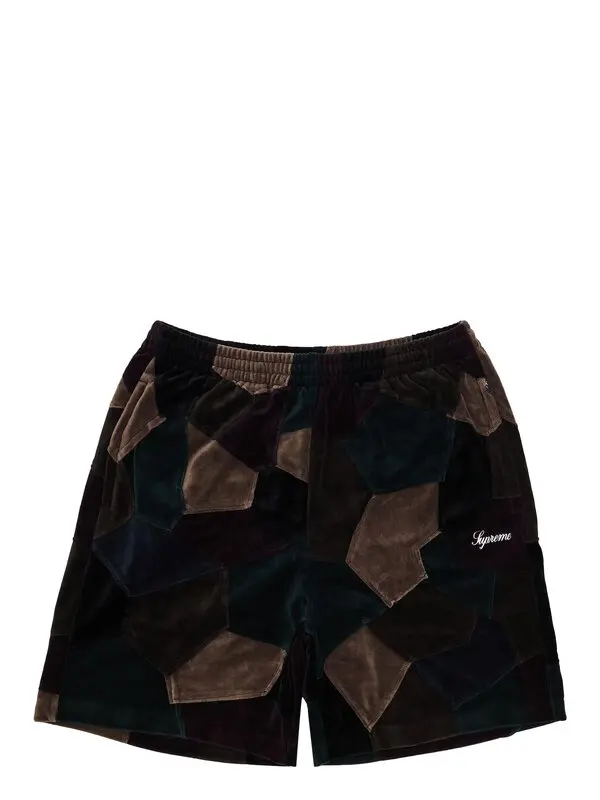 Supreme Patchwork Velour Shorts - Blue