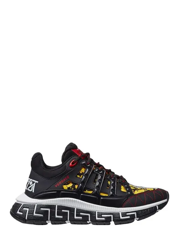 Versace Trigreca Barocco Print Sneakers - Black