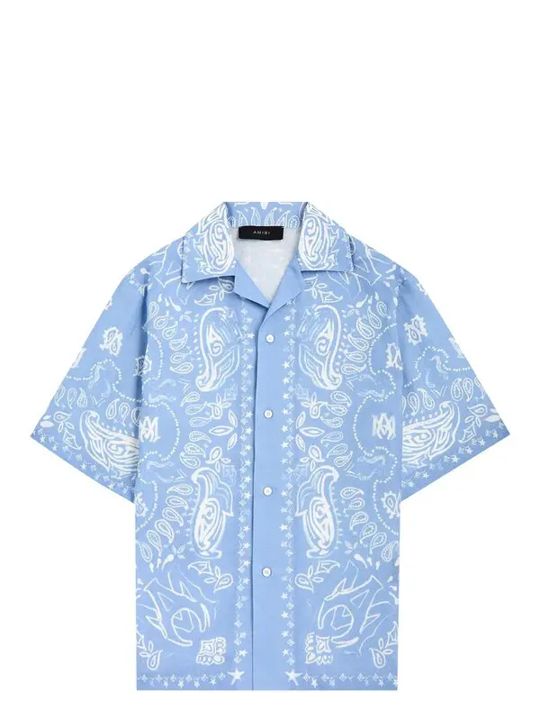 Amiri Bandana Watercolor Camp Shirt - Blue