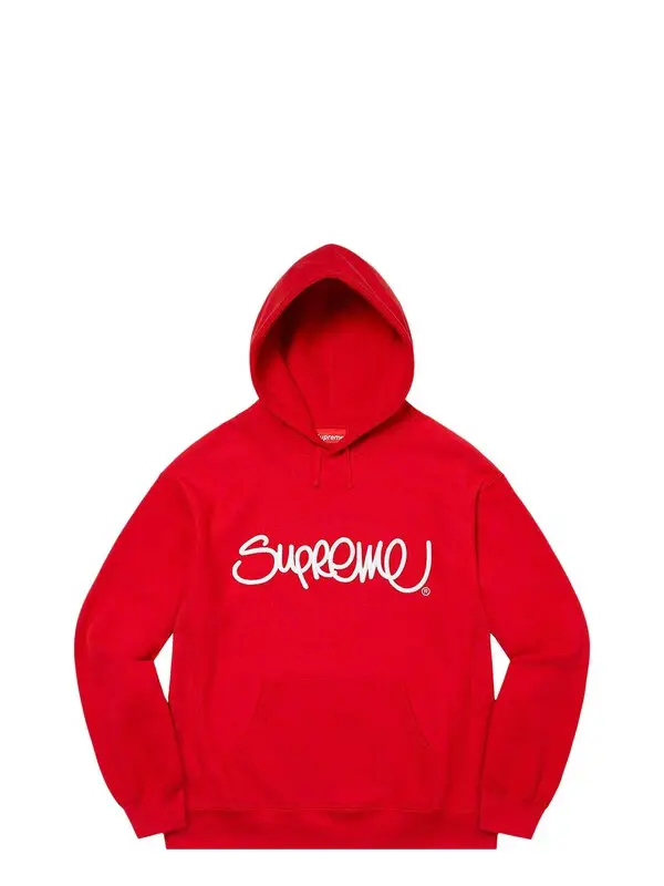 Supreme Raised Handstyle Hooded Sweatshirt - Red