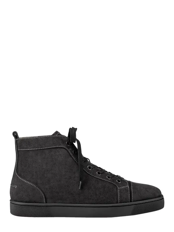 CHRISTIAN LOUBOUTIN Louis Flat Veau Velours High-top Sneakers - Black