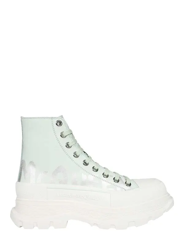 Alexander McQueen Tread Slick Boot With Graffiti Logo - Green