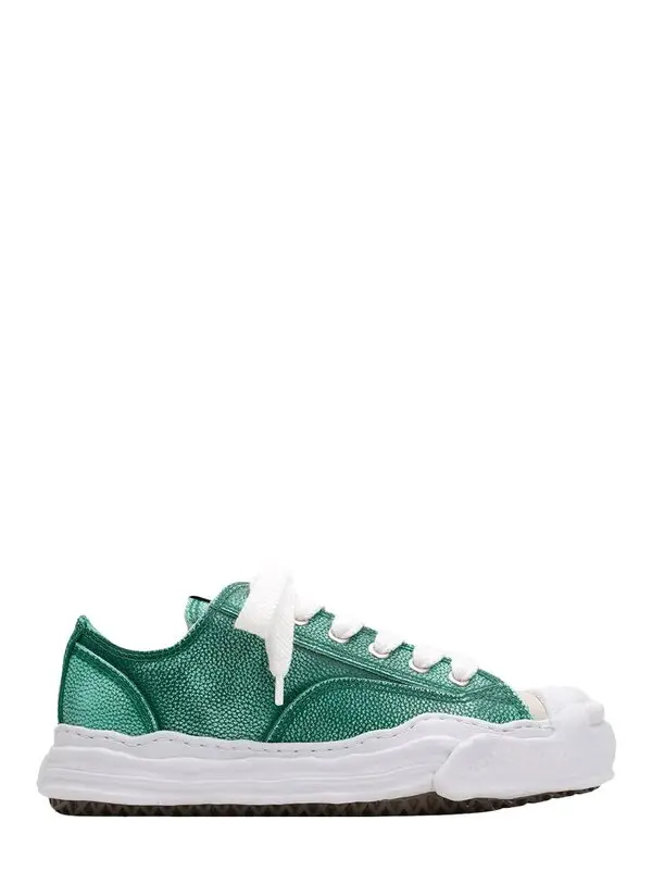 Mihara Yasuhiro Hank Og Sole Brushed Shrink Leather Low Sneakers - Green