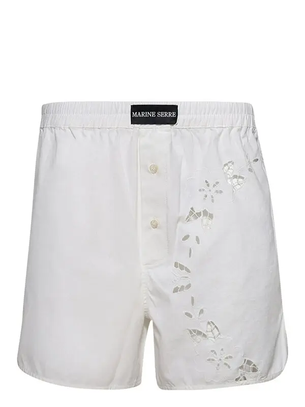 MARINE SERRE Regenerated Household Linen Shorts - White