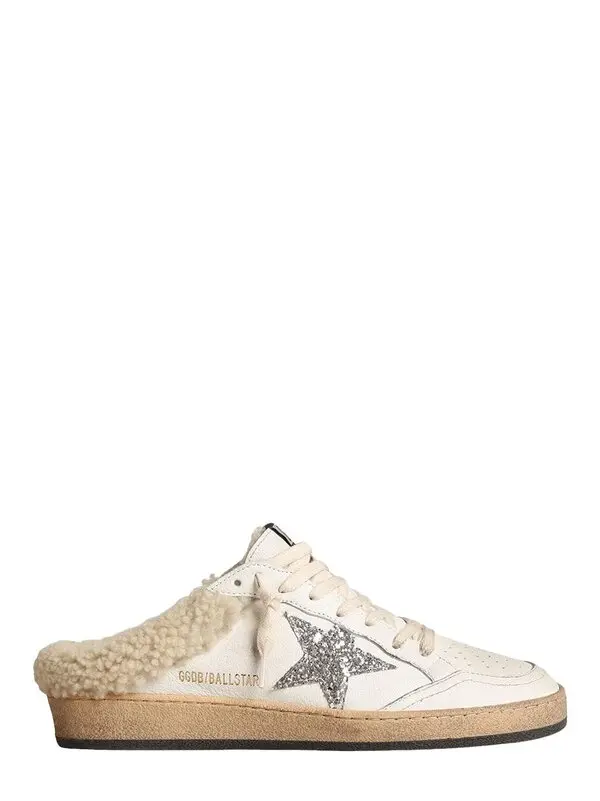 GOLDEN GOOSE Ballstar Shearling Sabots - White