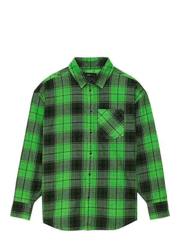 PURPLE BRAND Plaid Western Shirt - Green