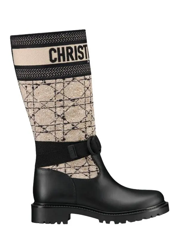 Dior D-major Cannage Tweed Boots - Cream