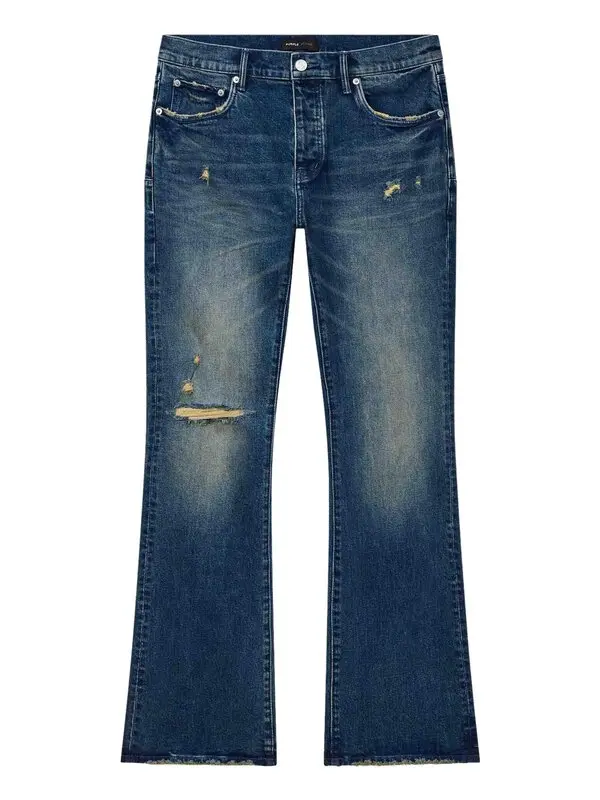 PURPLE BRAND Alloy Distressed Flare Jeans - Blue
