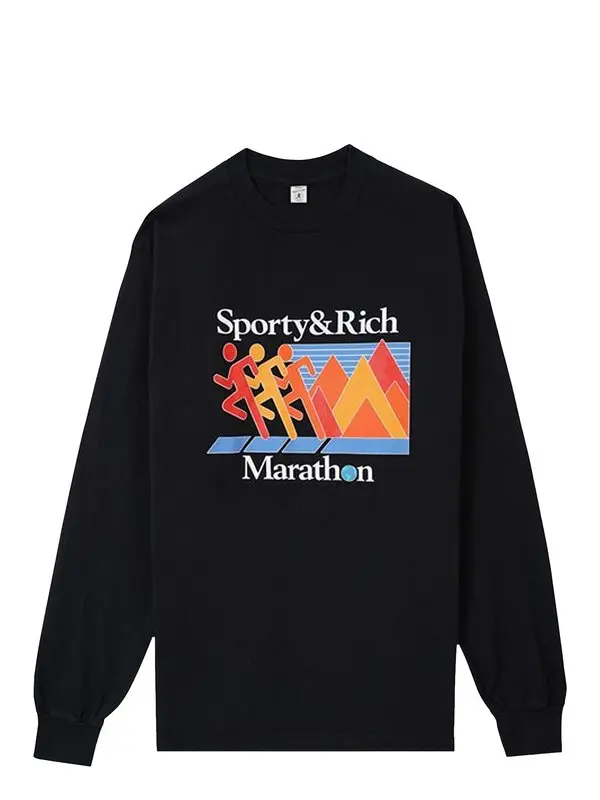 SPORTY & RICH Marathon Long-sleeve T-shirt - Black