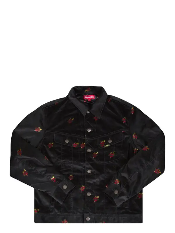 Supreme Velvet Trucker Jacket - Black