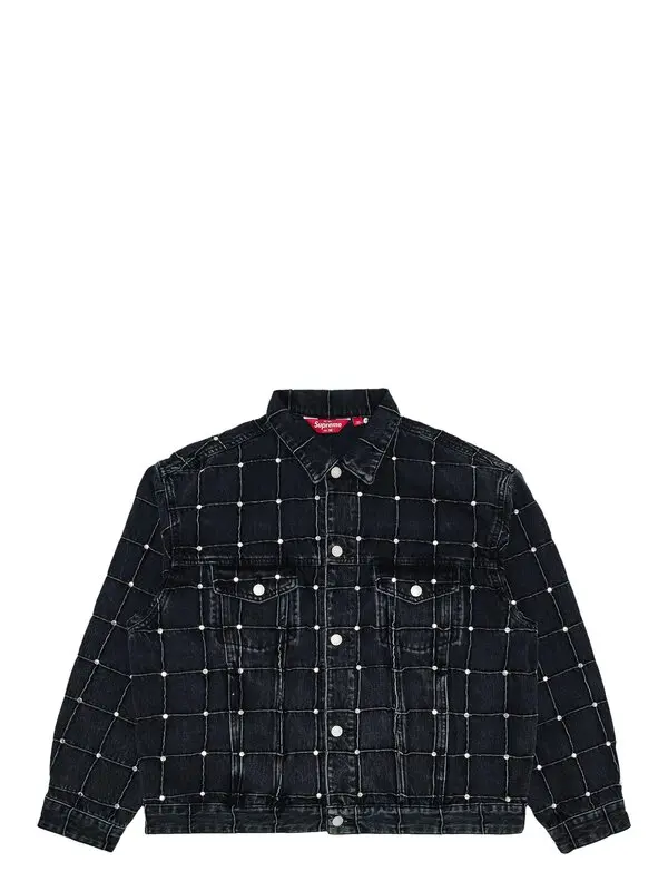 Supreme Studded Seam Denim Trucker Jacket - Black