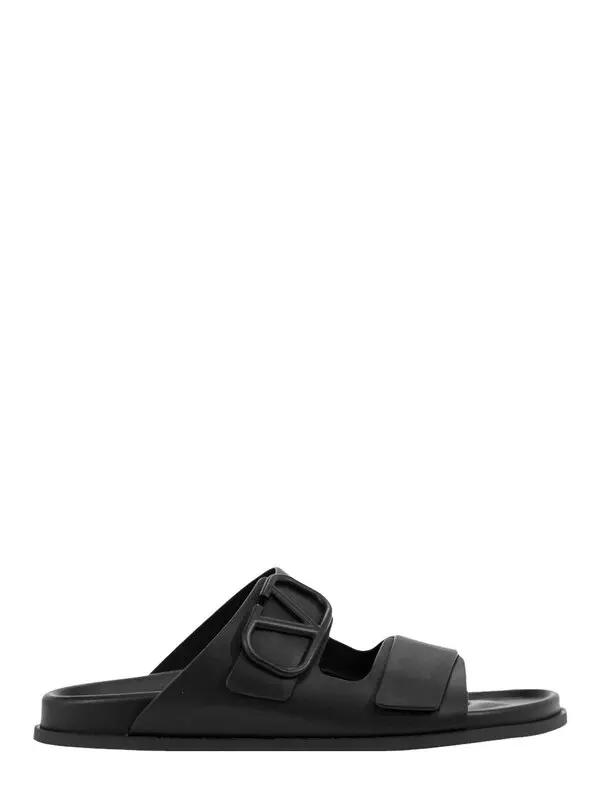 Valentino Garavani Double Strap Sandal With Vlogo Signature - Black