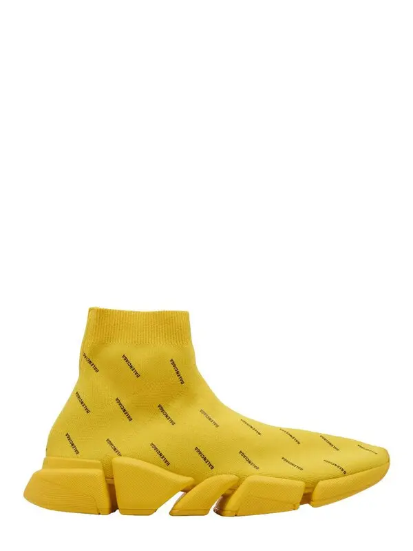 Balenciaga Speed 2.0 Allover Logo Sneakers - Yellow