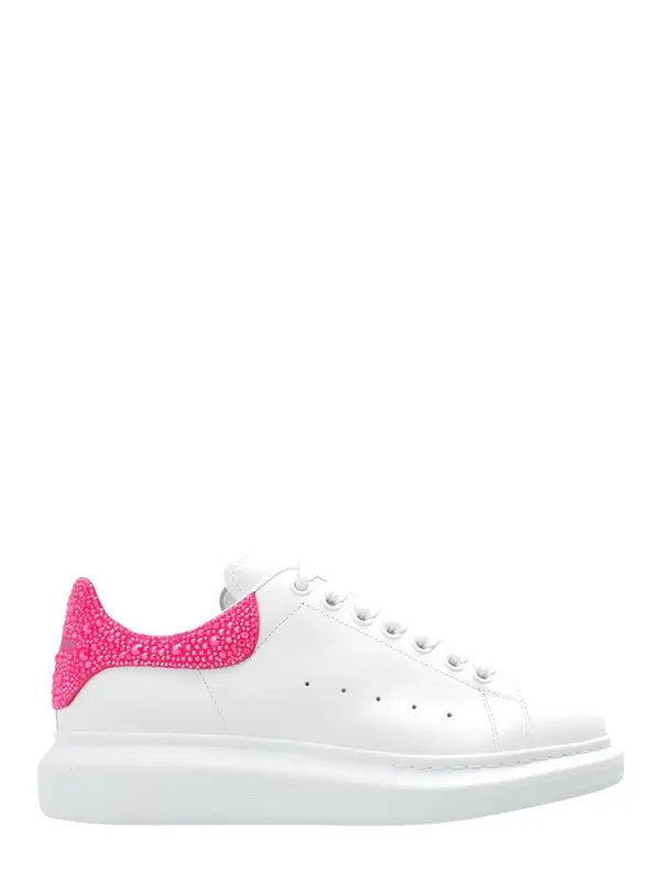 Alexander McQueen Oversized Leather Sneakers With Crystal Detailing - White