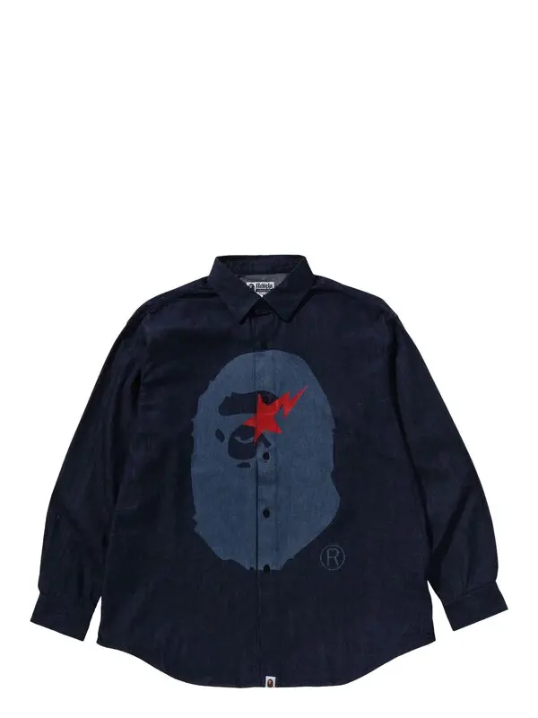 A BATHING APE Denim Long-sleeve Shirt - Blue