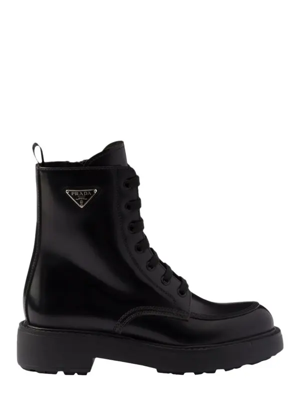 Prada Brushed Leather Boot - Black