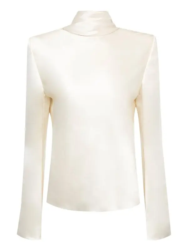 Saint Laurent Draped Crepe Blouse - White
