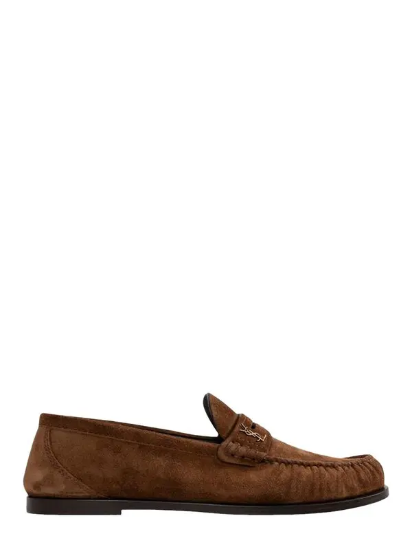 Saint Laurent Le Loafer Penny Slippers - Brown