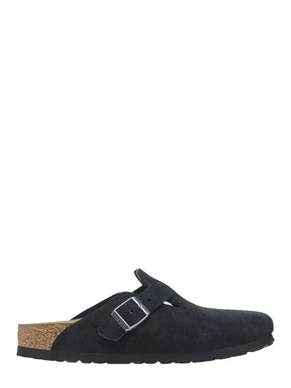 BIRKENSTOCK Boston Suede Clogs - Black