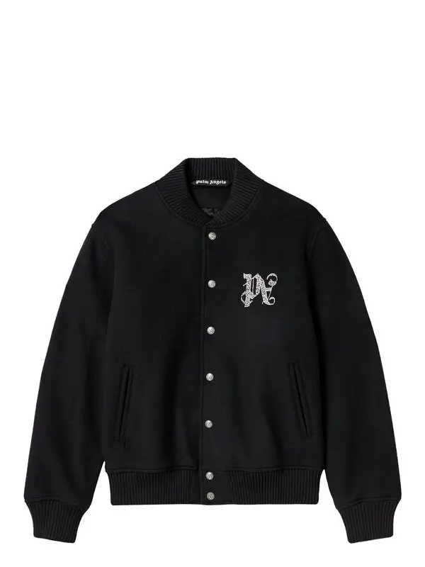 Palm Angels Monogram Varsity Jacket - Black