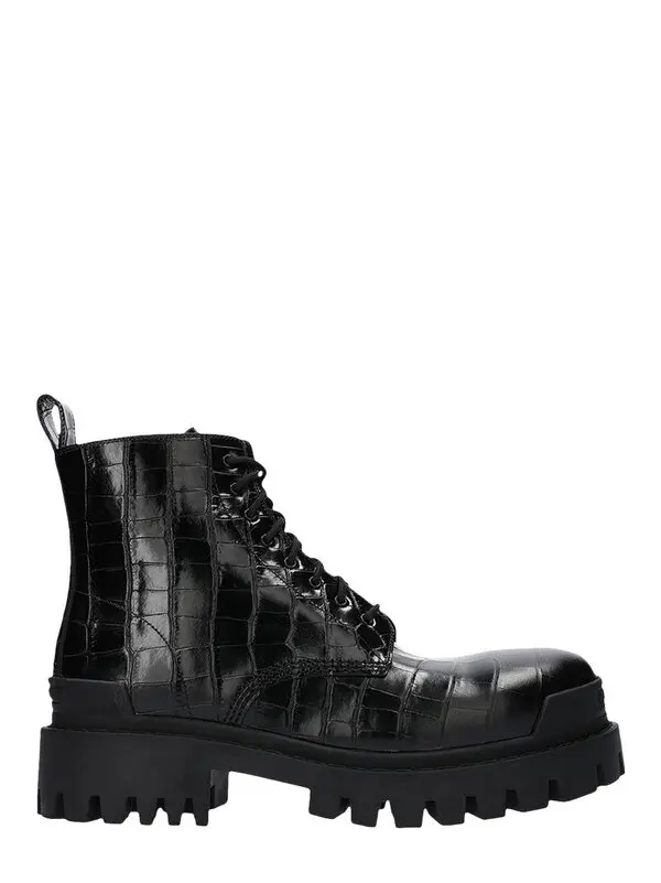 Balenciaga Strike 20mm Croc-embossed Boots - Black