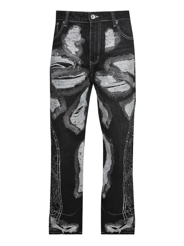 WHO DECIDES WAR BY EV BRAVADO Darning Side Embroidery Pant - Black
