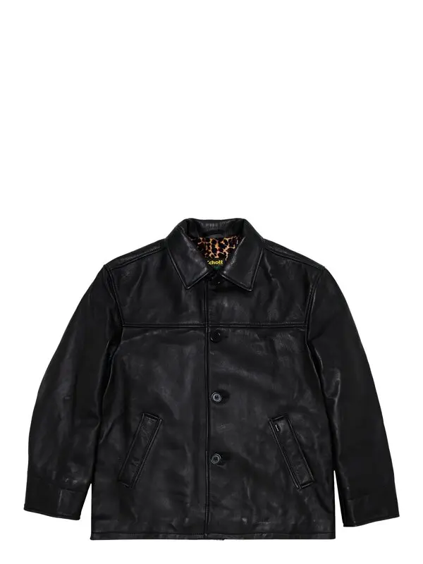 Supreme Leather Car Coat - Black