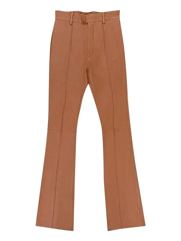 Amiri Flare Leather Pants - Brown