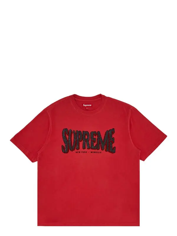 Supreme Flocked Washed Short-sleeve Top - Red