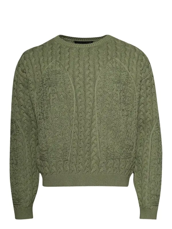 WHO DECIDES WAR BY EV BRAVADO Lagoon Cable Knit Sweater - Green