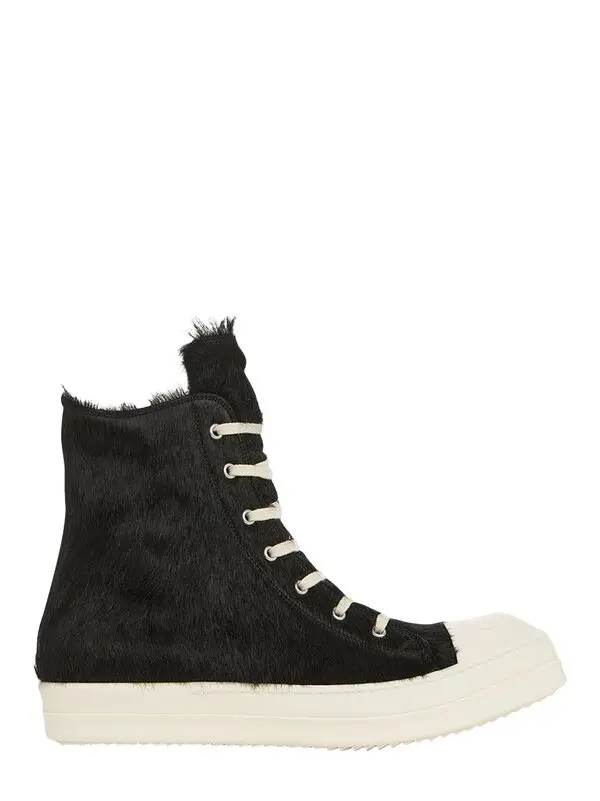 Rick Owens Lido Cow Fur Sneakers - Black