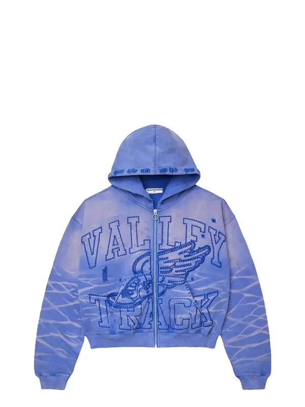 VALE FOREVER Wildflower Garden Zip Up Hoodie - Blue
