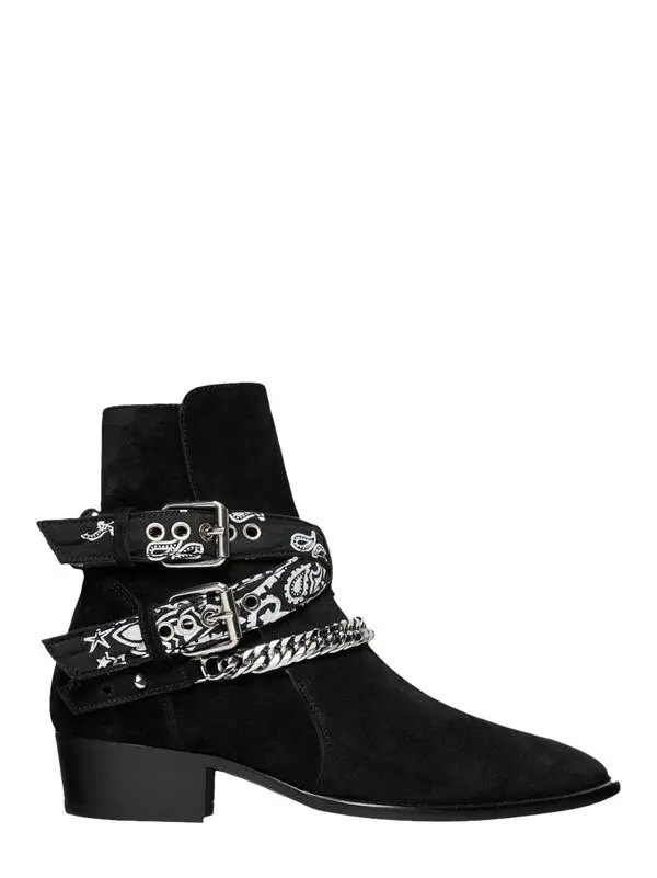 Amiri Bandana Buckle Ankle Boots - Black