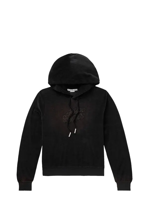 Acne Studios Velour Hooded Sweater - Black