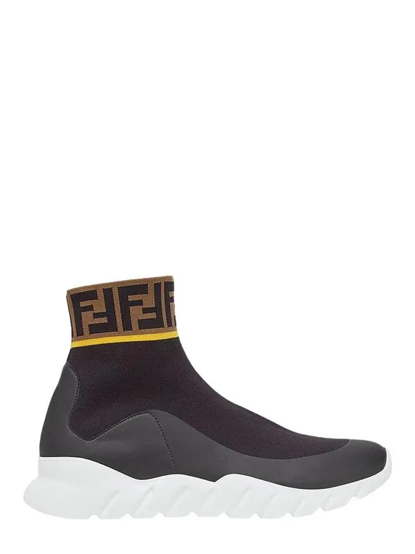 Fendi Tech Fabric High-top Sneakers - Black