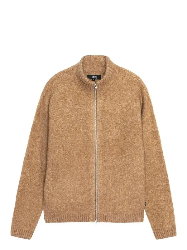 StÜssy Full Zip Brushed Merino Sweater - Brown