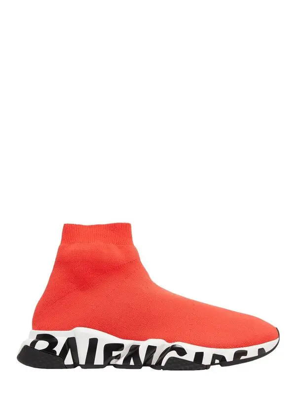 Balenciaga Speed Sneaker With Graffiti Midsole - Red